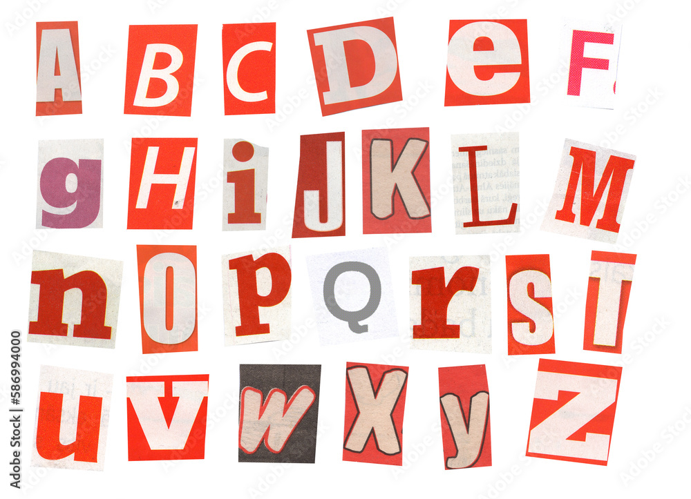 Poster alphabet magazine cut out font, ransom letter, isolated collage ...