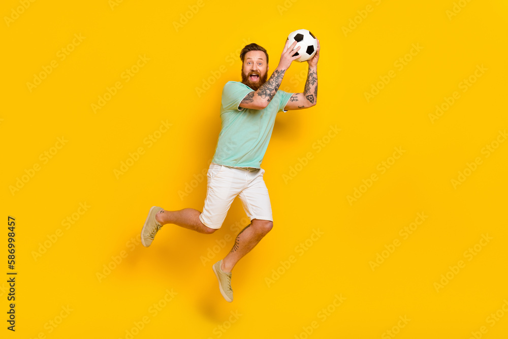 Full length body photo of young overjoyed energetic professional ...