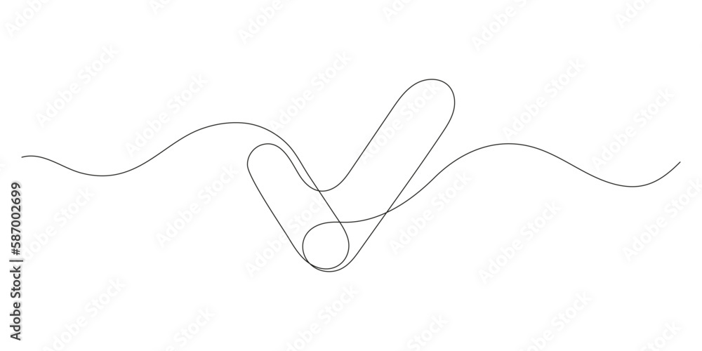 Tick, check mark continuous one line drawing. Approved and verification ...