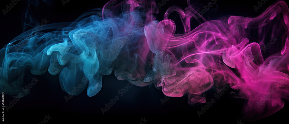 abstract horror neon pink smoke cloud, grunge texture, dark black ...