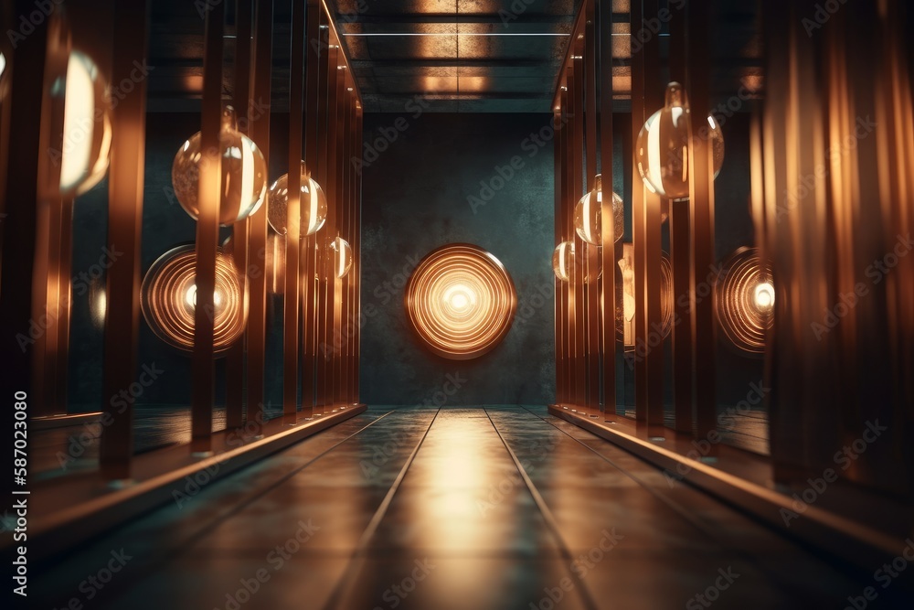 Expressive Platinum & Aged Copper Interior with Symmetric Neon Lights ...