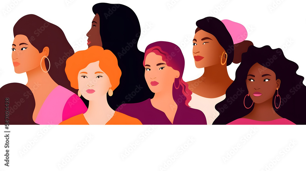 Diversity Multi-ethnic women. A group of beautiful women with different ...