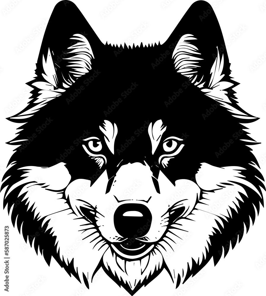 Wolf heads, with different expressions of the muzzle. Symbols for ...