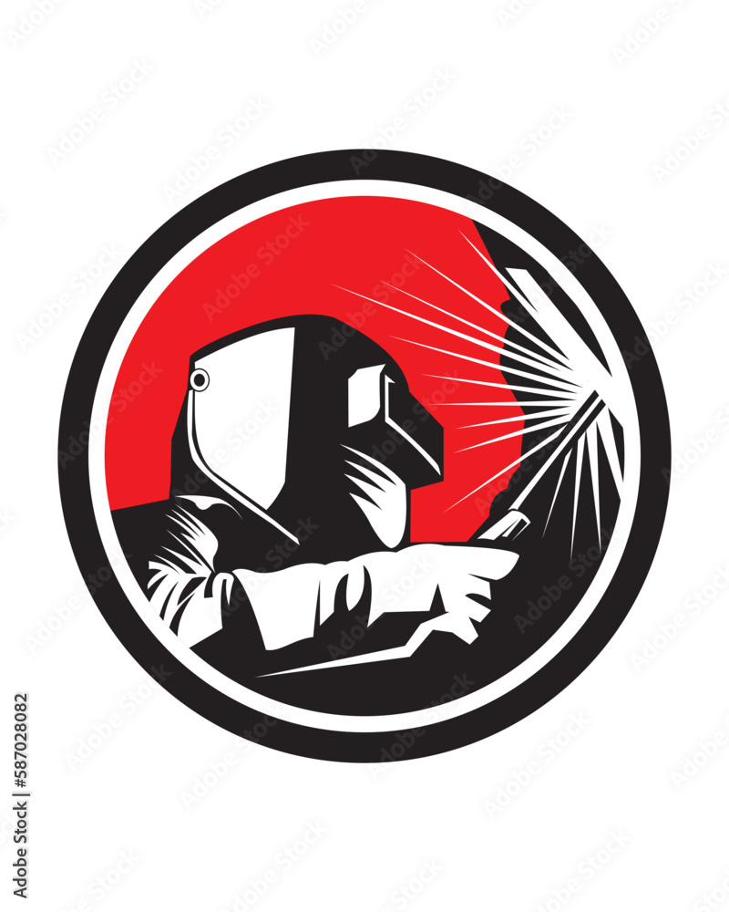welder emblem logo , welding logo Stock Vector | Adobe Stock