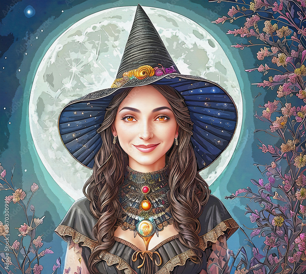 Beautiful happy witch, POSTER & MURAL series - READY TO PRINT, with ...