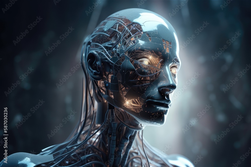 With his s lifted, Cyborg surveys the light coming from above. the head ...