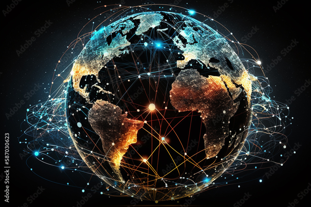 Global network connection concept, big data visualization, social ...