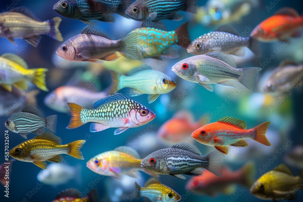 The diversity of fish species and their habitats, bokeh Generative AI ...