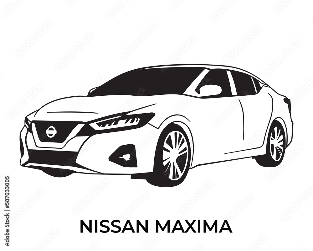 Vector silhouettes, icons of Nissan brand cars Stock Vector | Adobe Stock