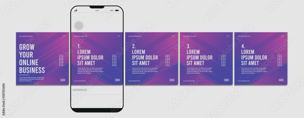 Set Of Instagram Carousel Post Template, Editable Instagram carousel ...