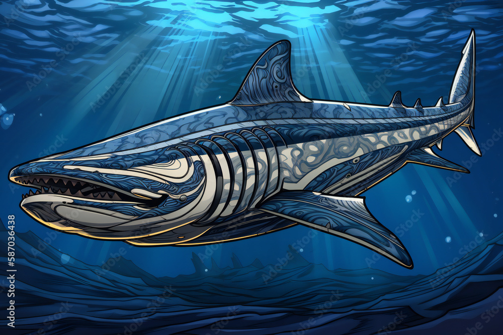 Prehistoric fish in the ocean, abstract background, animals, marine ...