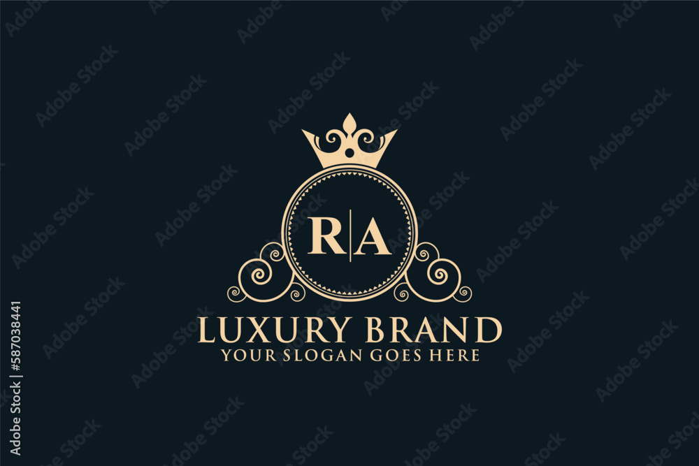 letter Initial RA elegant luxury monogram logo or badge template with ...