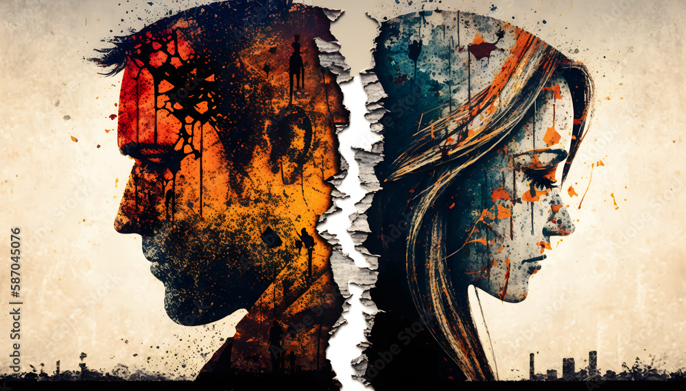 Depression due to divorce, family breakup and division. Psychological ...