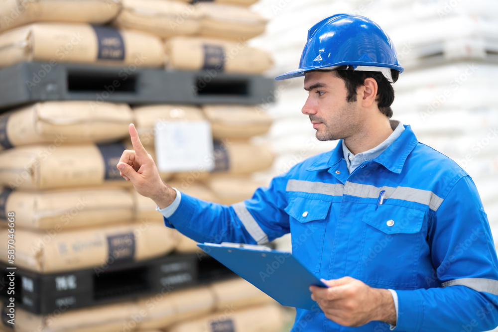 European white male engineer pointing finger to destination Standing in ...