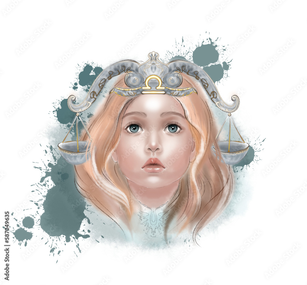 Libra zodiac girl. Illustration of the zodiac sign Libra, the ...