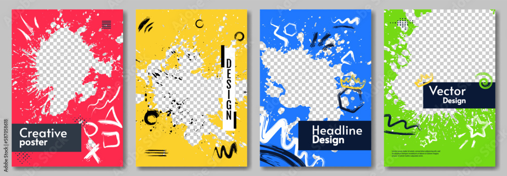 Vector illustration. Overlay hand drawn poster. Abstract ink cover ...