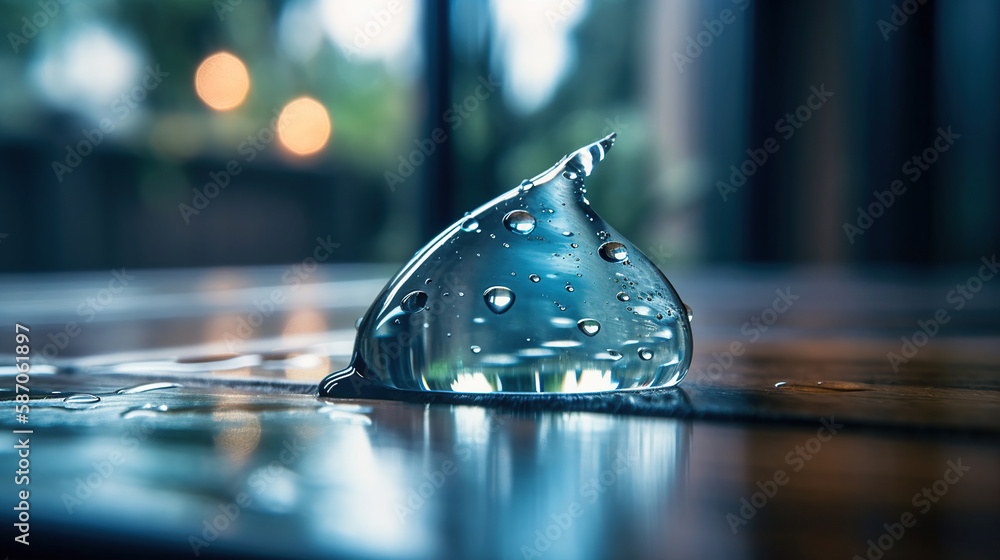 rain water drop falling to the floor in rainy season. Generative Ai ...