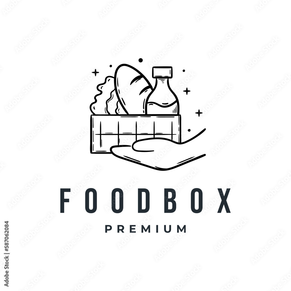 Food box grocery hand drawn logo icon design. Supermarket shopping ...
