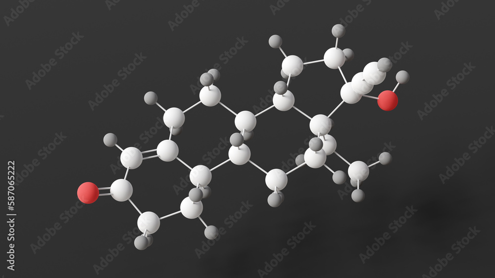 levonorgestrel molecule, molecular structure, contraceptives, ball and ...