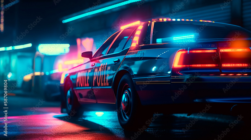 Ilustrace „Police lights of the Police car. Police car with red and ...