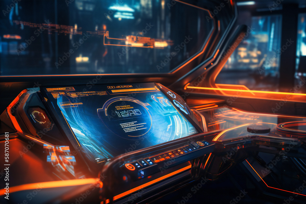 A visually appealing blue and orange HUD, GUI, UI interface screen ...