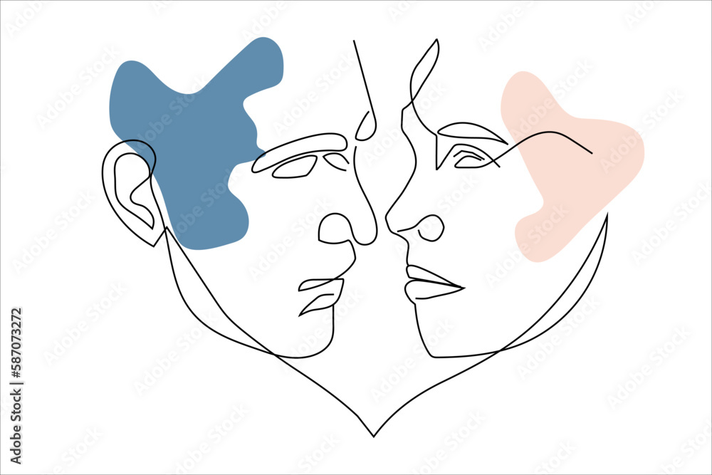 Couple one line drawing design. Vector isolated cover poster design ... Couple one line drawing design. Vector isolated cover poster design ...