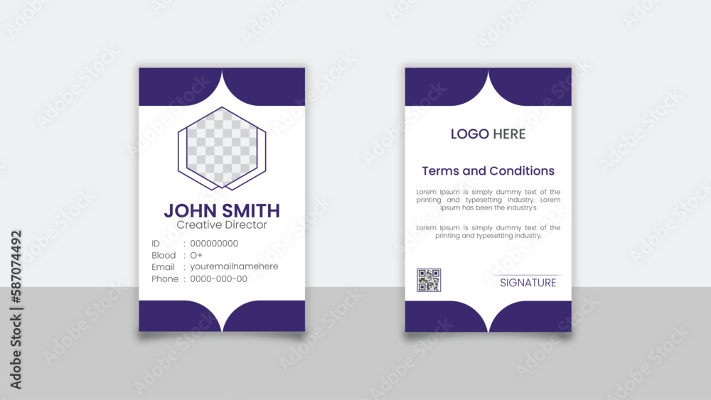 Simple vector office ID card design template. Creative Corporate ...