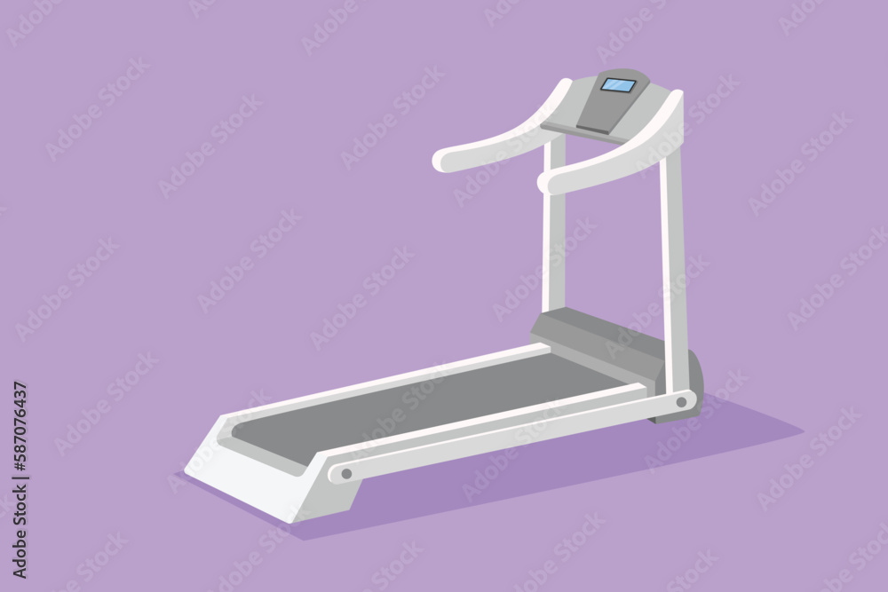 Cartoon flat style drawing professional treadmill with incline. Sports ...
