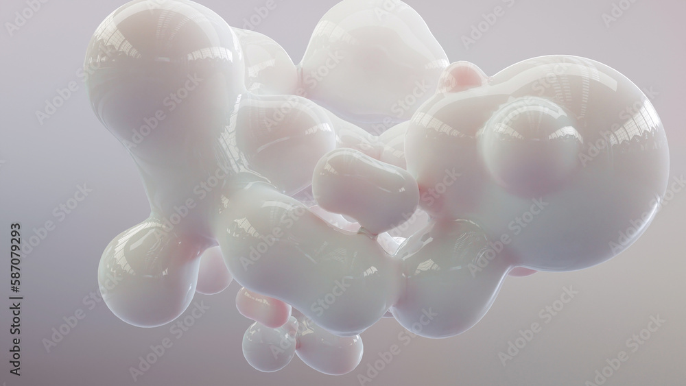 organic shapes. Morphing colorful blobs, Abstract 3d background. Liquid flowing colors. soap ...
