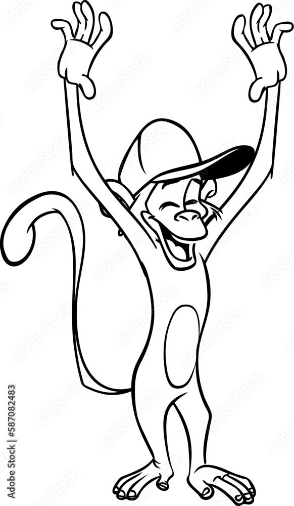 Cartoon funny monkey. Vector illustration of happy monkey chimpanzee ...