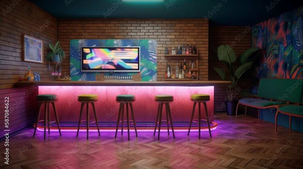 psychedelic 90's bar - nostalgic 90's theme with vibrant and eye ...
