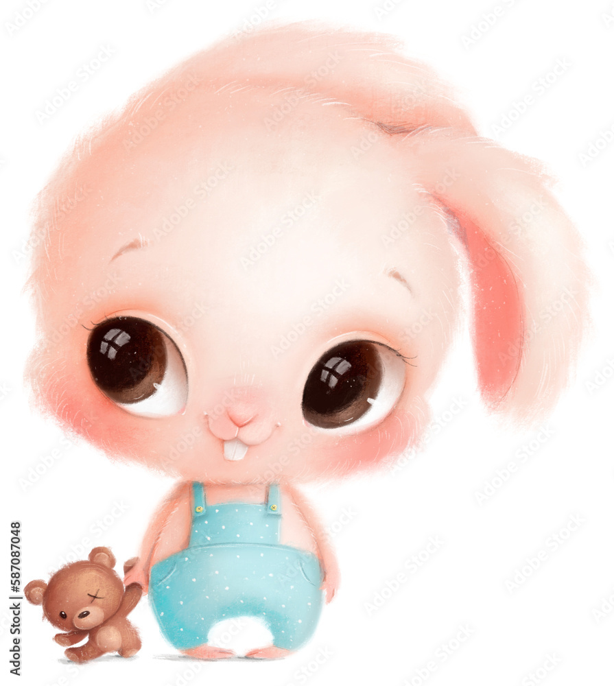 Illustration of a cute cartoon bunny. Cute animals. Baby animals ...