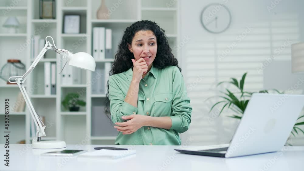 pretty young woman office worker employee showing oops gesture while ...