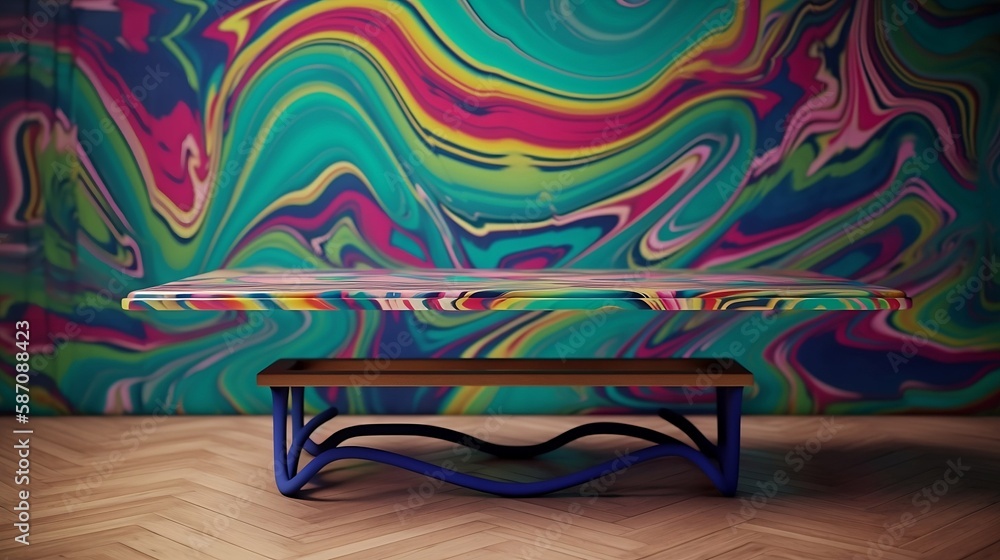 restaurant or display table with nostalgic 90's theme with vibrant and ...