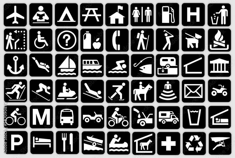 National Park Pictograms Vector Models / Ai Illustrator Stock Vector ...