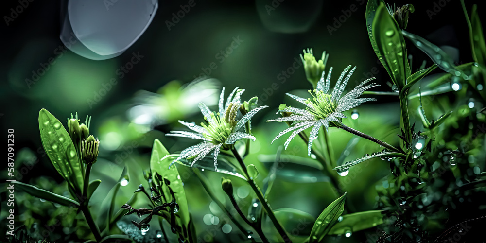 Vibrant green hues gleam across the screen, creating a captivating ...