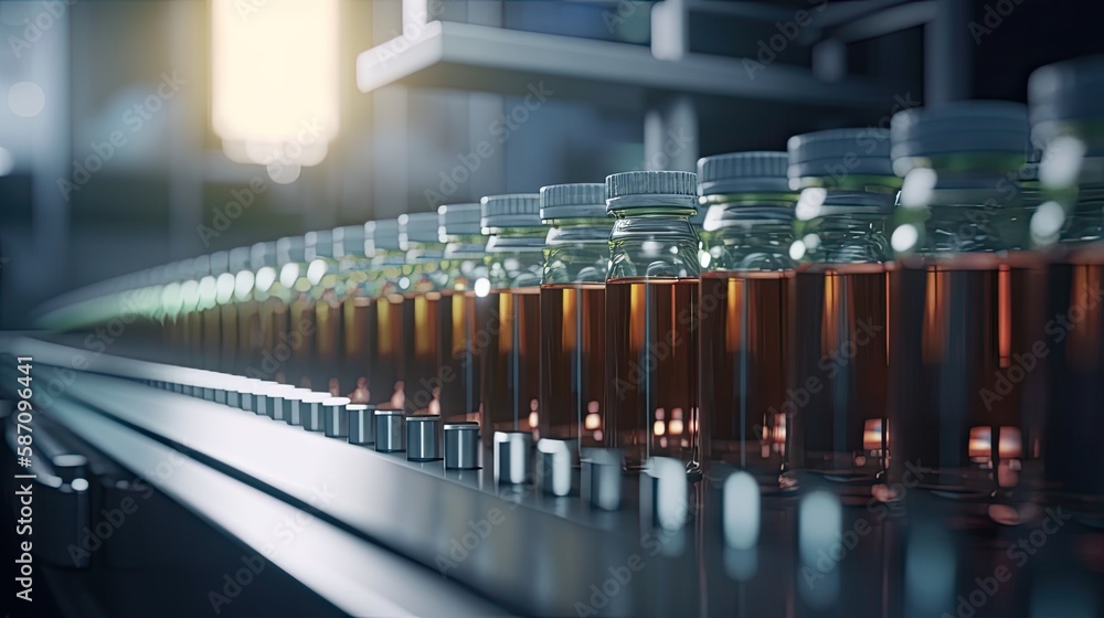 This is a digital 3D rendering of a pharmaceutical manufacturing ...