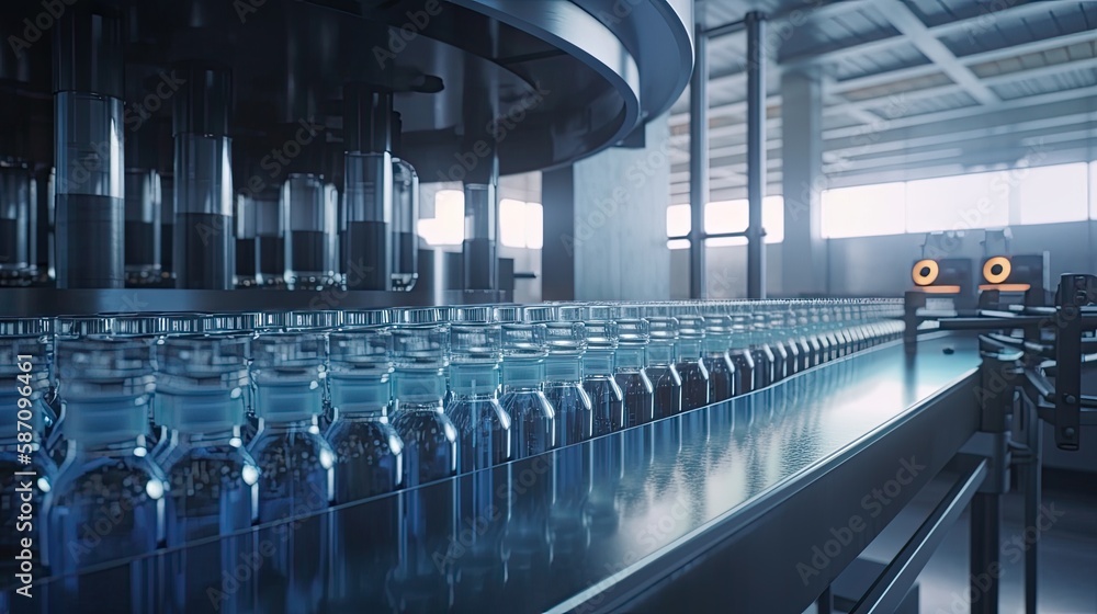 This is a 3D rendering of a pharmaceutical manufacturing background ...