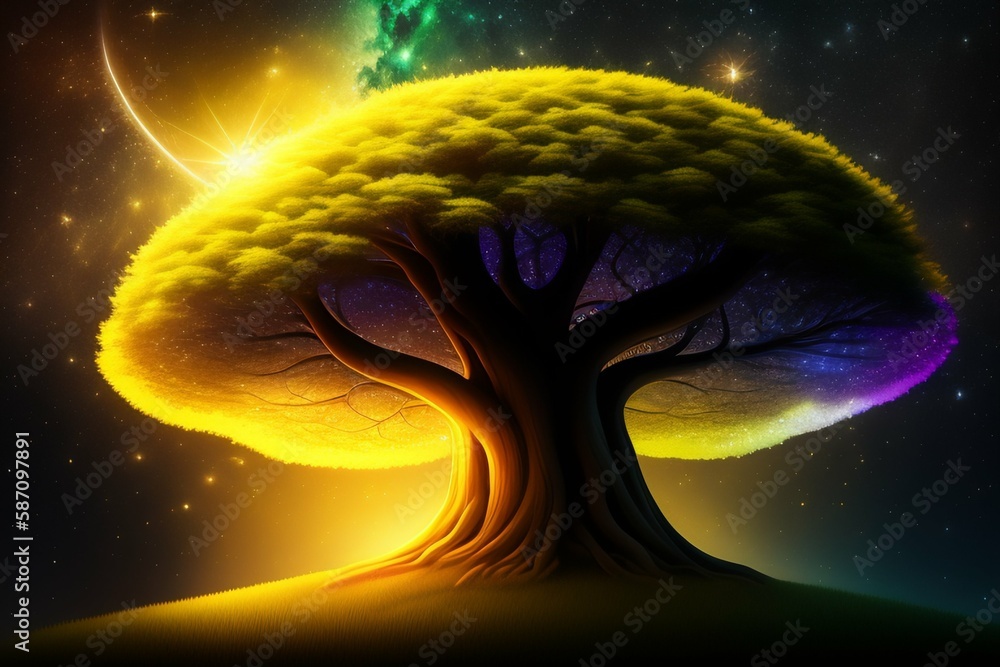 Generative Ai, Representation of the tree of life Stock Illustration ...