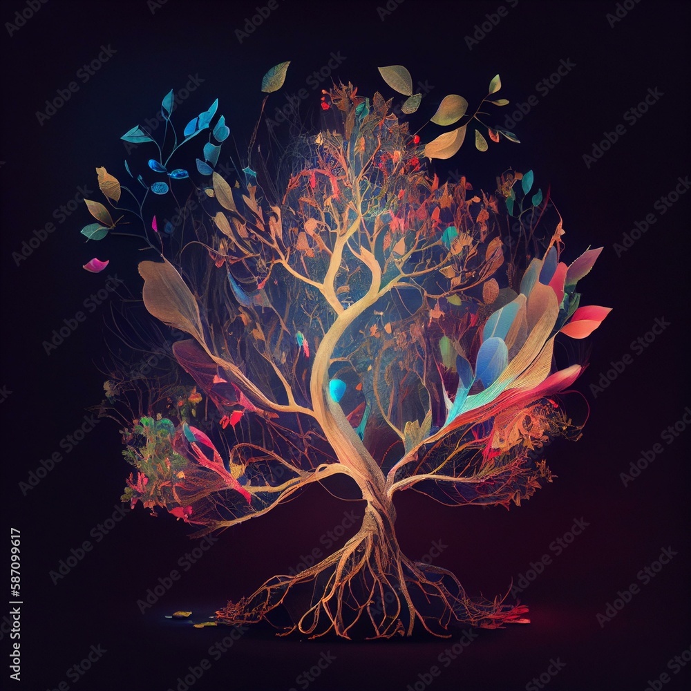 beautiful magic tree, the beginnings of life, a family tree, generative ...