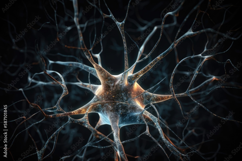 3D digital representation of a human brain with labeled parts and ...