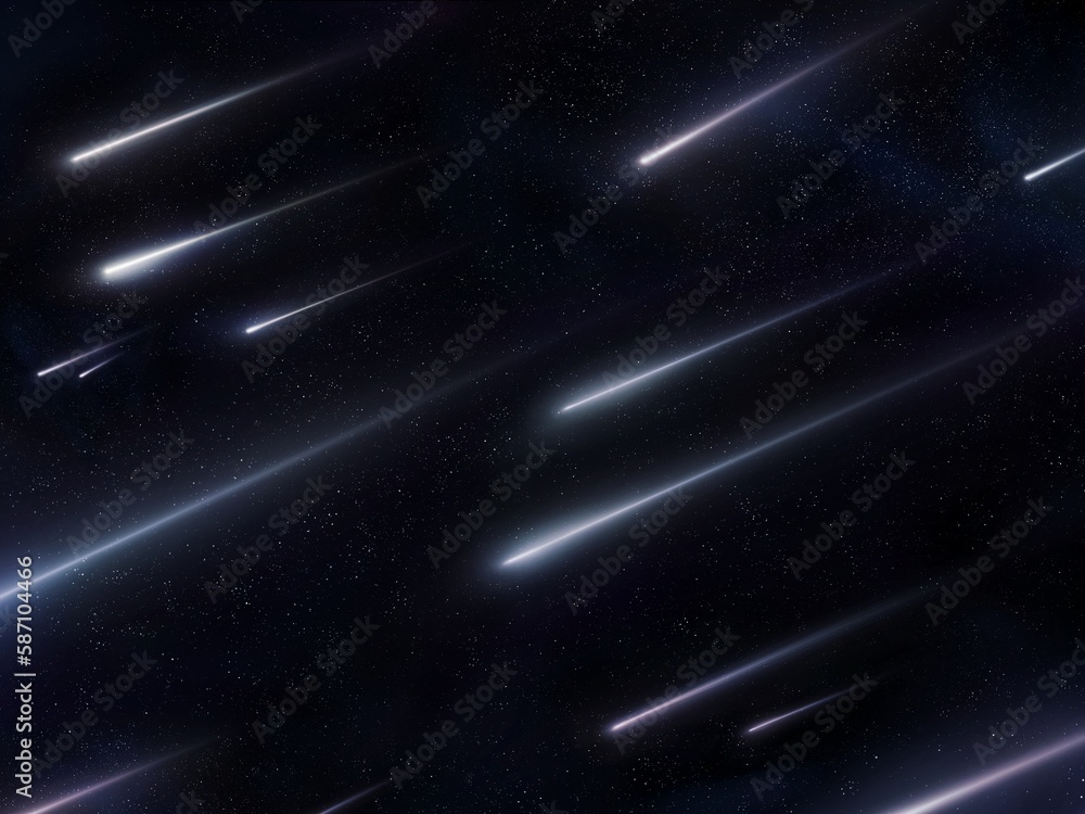 Beautiful starfall in the night sky. Meteor shower on a black ...
