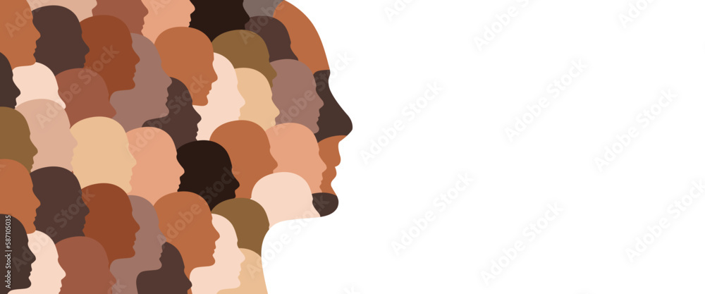 Head shapes in various skin colors - diversity concept - vector ...