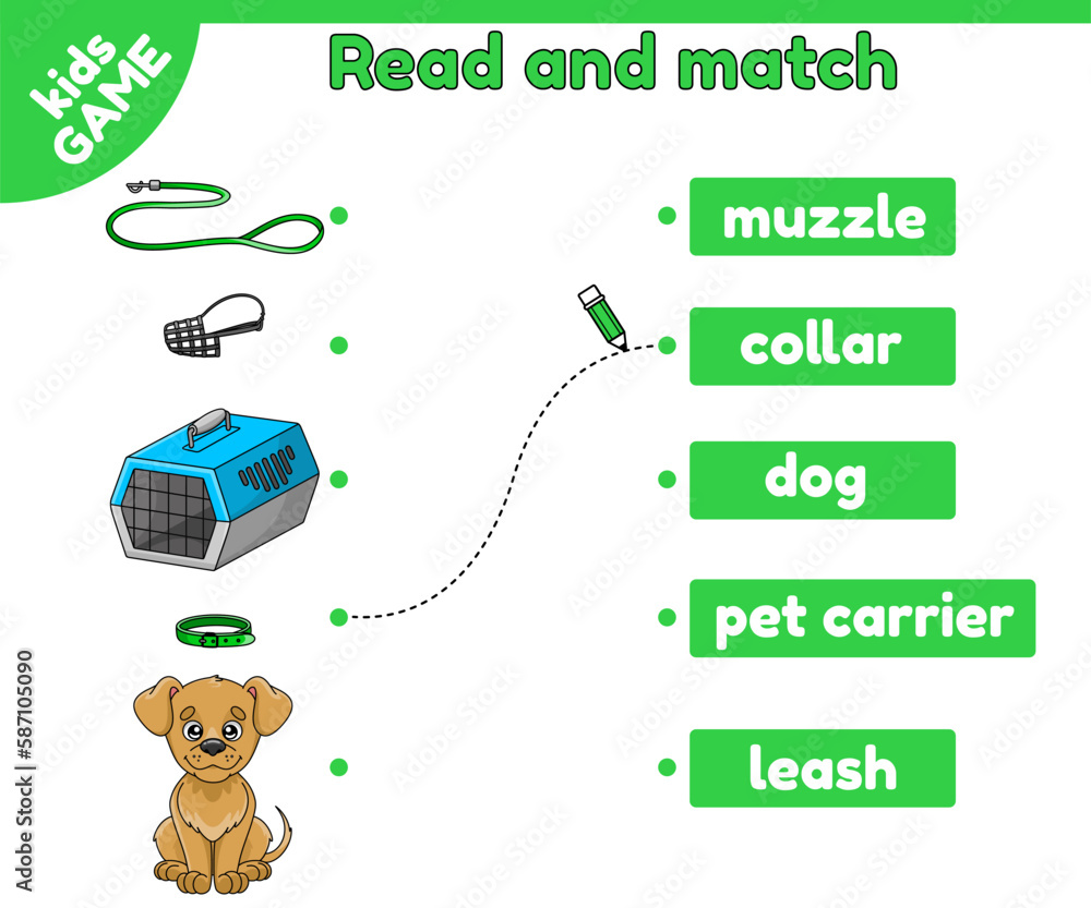 Word match game for children. Learning english vocabulary. Educational ...