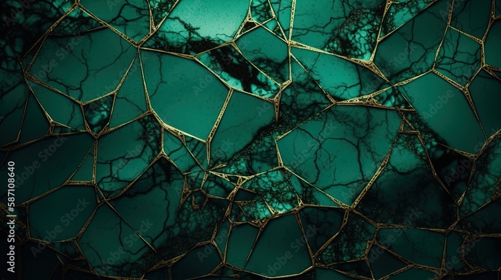 Elegant Kintsugi Art: Emerald Jade Texture with Luminous Enhancements ...