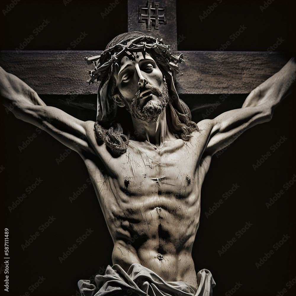 Jesus on the cross, made with generative AI Stock Illustration | Adobe ...