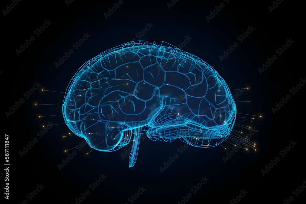 Neuron Synapse brain - 3D rendered image of neuron cell network on ...