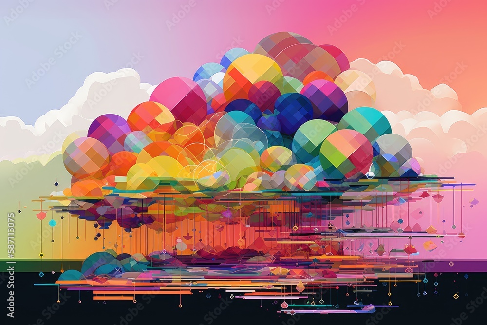 Geometric Dreamscape, An image that combines abstract geometric forms ...