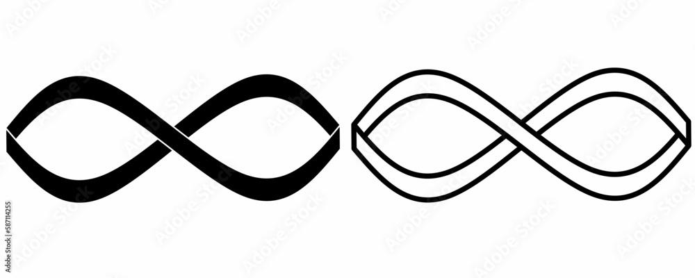 outline silhouette ribbon infinity Symbol set isolated on white ...