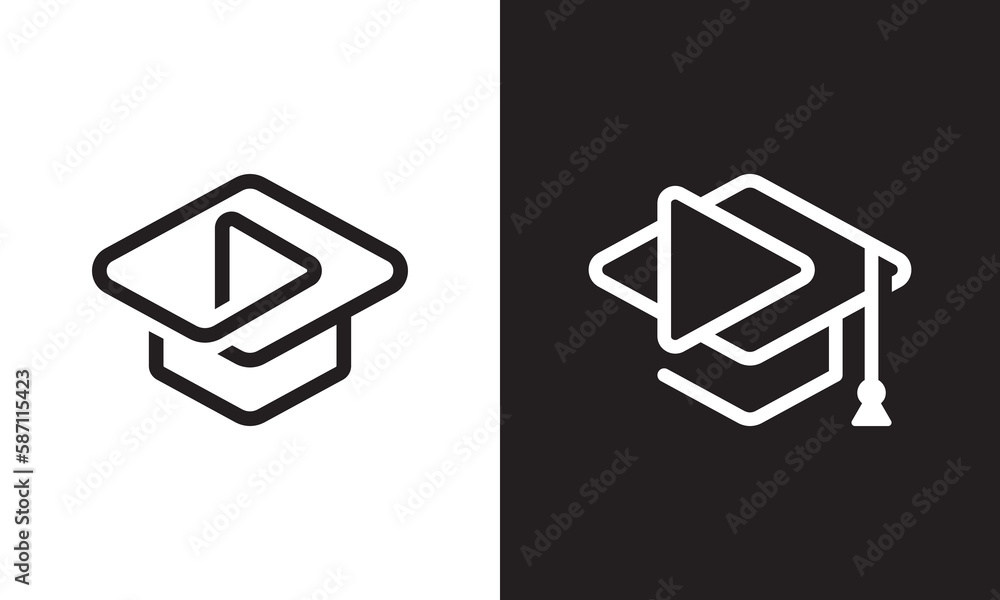 graduate and play logo design. online education symbol vector ...